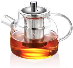 Amazon.com | Long-Mouth Glass Teapot 34oz/1000ml with Removable Loose ...