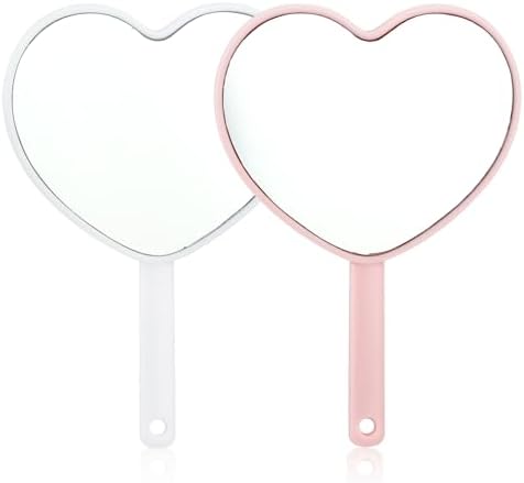 Amazon.com: Heart-Shaped Handheld Mirror with Handle, Portable Travel ...
