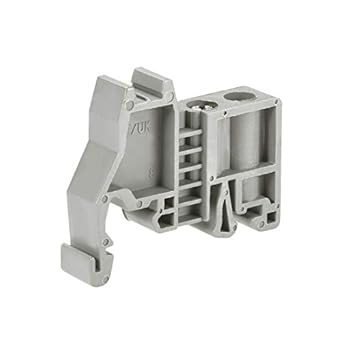 uxcell E/UK DIN Rail Terminal Blocks End Stopper Bracket Gray for 35mm Width Rail, 10 Pcs ...