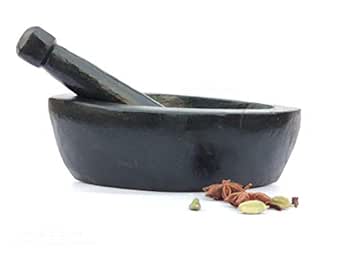 Handmade Mortar & Pestle/Kharal/Okhali & Mushal 7 inch Boat Shape Made ...