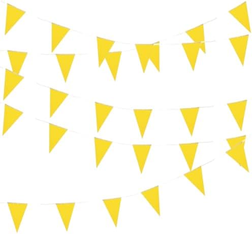 Amazon.com: TSMD Solid Yellow Pennant Banners Flags String DIY Bunting ...