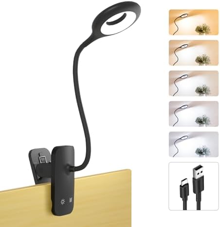 HECDSTLY Clip on Reading Light for Bed Headboard, Battery Rechargeable ...