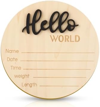 Amazon.com: Baby Announcement Sign, 5.9 Inch Wooden Hello World Newborn ...