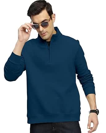 Buy AUSK Mens Sweatshirt with Neck Zipper | Full Sleeve Polo Collar ...