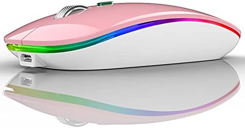 LED Wireless Mouse, Slim Rechargeable Silent Bluetooth Mouse, Portable ...