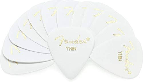 Fender 351 Classic Celluloid Guitar Picks 12-Pack-White-Thin : Amazon ...