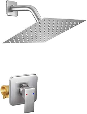 KENES Modern Brushed Nickel Shower Trim Kit, Square Shower Faucet with ...