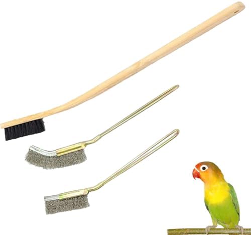 Amazon.com: QBLEEV 3 Pack Bird Cage Brush, Wooden & Stainless Steel ...