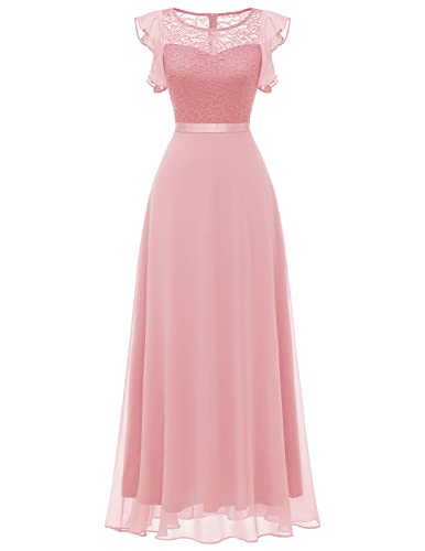 Women Bridesmaid Lace Dress, Formal Cocktail Chiffon Dresses, Wedding ...