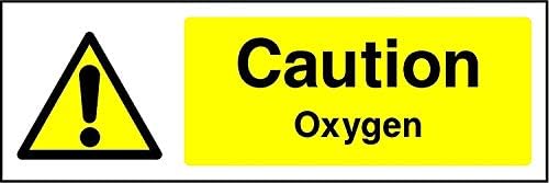 Caution Oxygen safety sign - Self adhesive sticker 150mm x 50mm ...