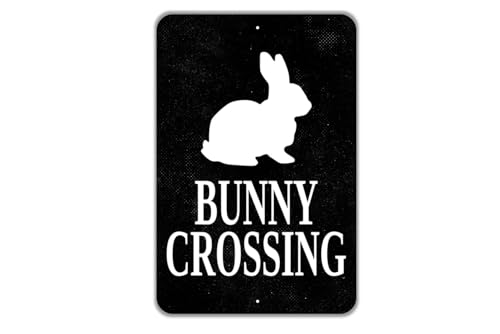 Amazon.com: Bunny Crossing Sign Metal Beware of Rabbit Tin Sign ...