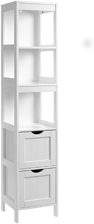 Amazon.com: White Linen Tower with 2 Drawers for Bathroom, Bathroom ...