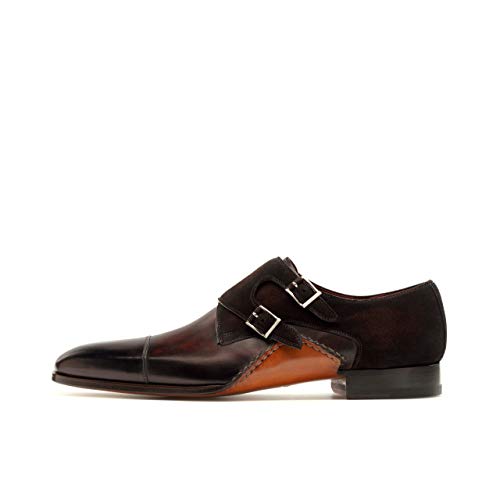 Buy Costoso Italiano Brown Leather & Suede Formal Monk Strap Shoes for ...