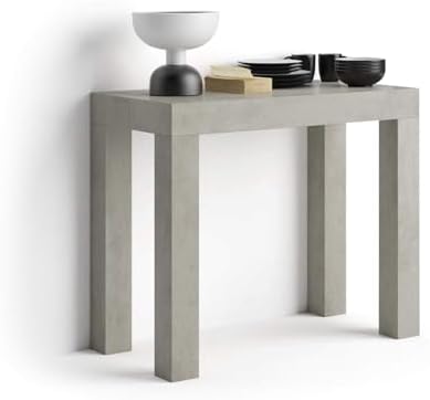 Mobili Fiver, First, Extendable Console Table, 45(305) x90 cm, Concrete Effect, Grey, Made In ...