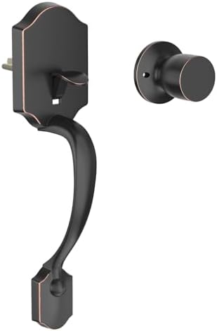 Front Door Knob Handleset, Entry Door Handle Set with Cove Knob for Right and Left Handed Sided ...