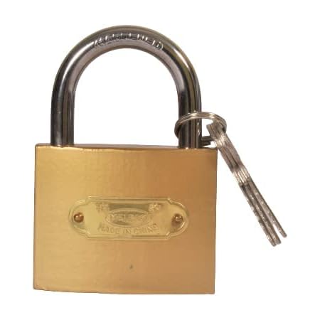 BRUSH HOUSE Golden Pressing Padlock for Door, Shutters/Hard Stainless ...