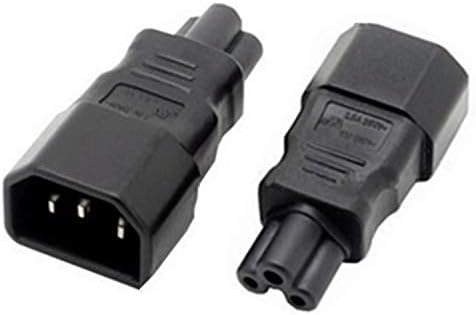 2Pcs IEC320 C14/3 Pin Male Plug to C5 Female Straight Plug Converter ...