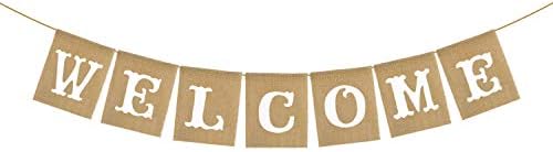 Amazon.com: Rainlemon Vintage Rustic Jute Burlap Welcome Banner Home ...