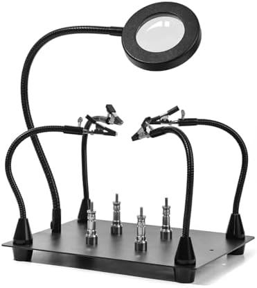 Magnetic Third Helping Hands Soldering Station Tool 6X LED Magnifying ...