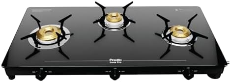 Preethi Tempered Glass Luxe Pro 3 Burner Glass Top Gas Stove With ...