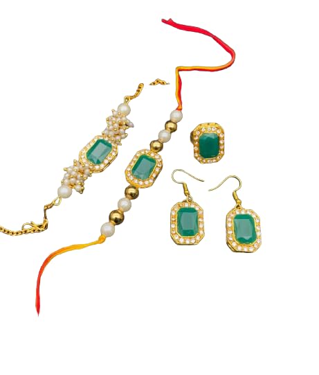 Buy Kunal Rakhi Store Beautiful Kundan Rakhi Bhaiya Bhabhi Rakhi Combo ...