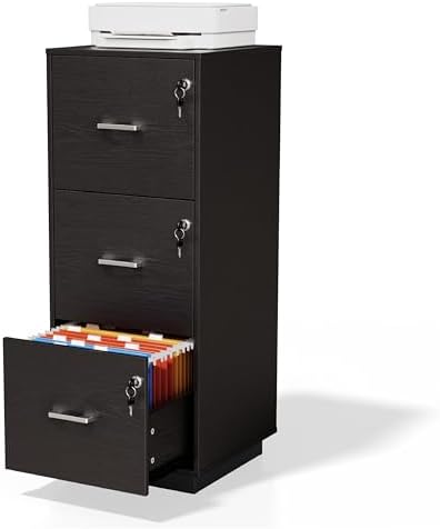 Amazon.com: VINGLI 3 Drawer File Cabinet with Lock, Home Office Filing ...