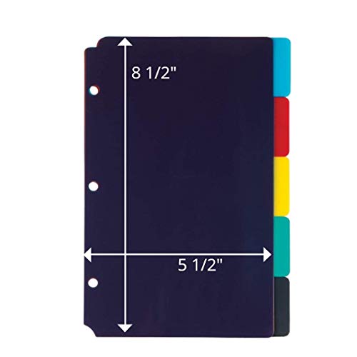 Snapklik.com : 1InTheOffice Mini Binder Dividers 5x8, 5 Tab Dividers ...