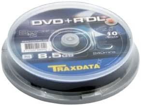 TRAXDATA RITEK DYE DVD+R DUAL LAYER 8.5GB 10 PACK 10pcs Cake Tub, Traxdata 906753ITRA003, 8.5GB ...