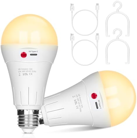 Ledronix USB Rechargeable Light Bulb, 10W Battery Powered E27 Led Bulbs ...