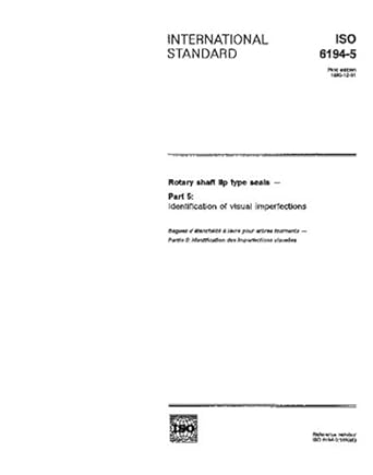 ISO 6194-5:1990, Rotary shaft lip type seals - Part 5: Identification of visual imperfections ...