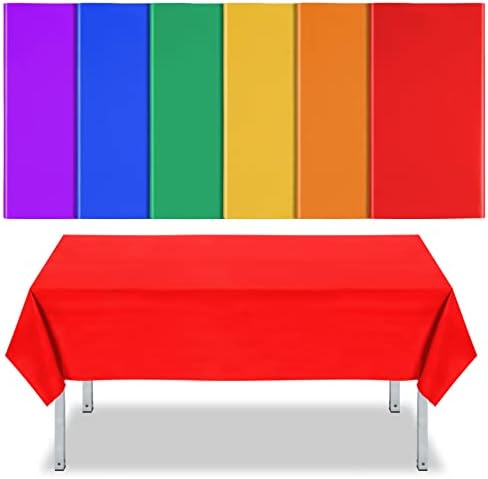 Amazon.com: Panelee 6 Pack Assorted Color Plastic Tablecloth Colorful ...