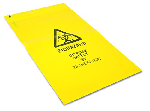 25 x Strong Clinical Waste Biohazard/Bio Hazard Yellow Bags 203mm x ...