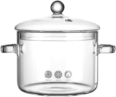 Amazon.com: Glass Cooking Pot with Lid - 2L(68oz) Heat Resistant ...
