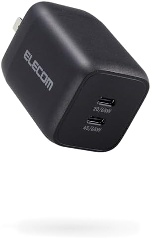 Amazon | エレコム(ELECOM) 充電器 Type-C 3ポート USB-C×2 USB-A×1 65W USB PD対応 PPS対応 折りたたみ式プラグ GaN採用 ...