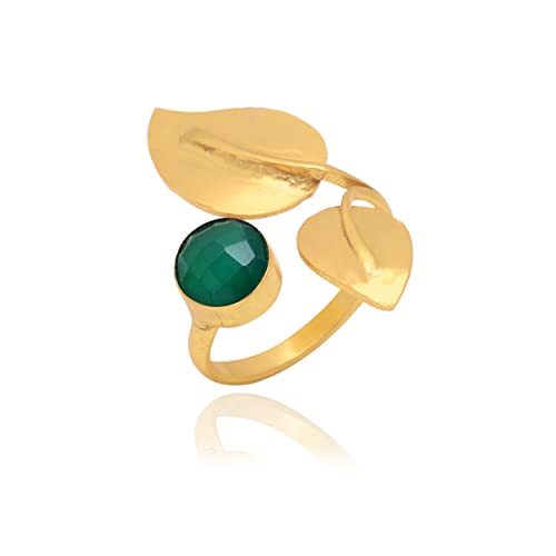Amazon.com: Veracity Jewelry Green Onyx 18K Gold Plated Leaf Style ...