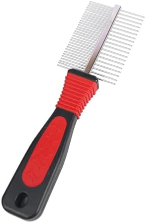 WOLMIK Dog & Cat Comb - Pet Grooming Combs, Double Row Stainless Steel ...