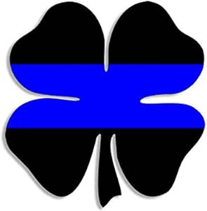 Amazon.com - 4x4 inch Shamrock Shaped Thin Blue LINE Sticker - Decal ...