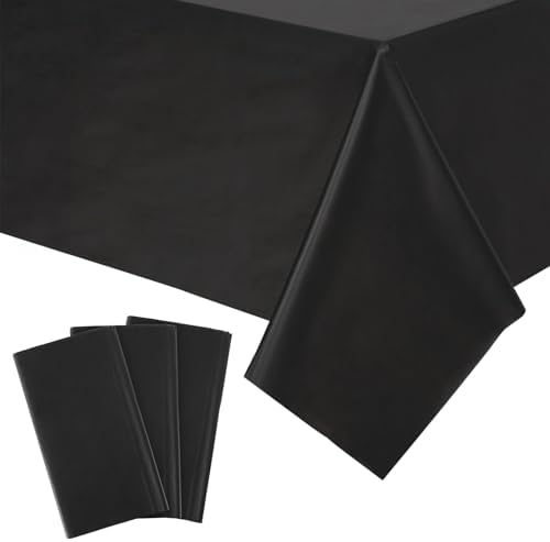 Amazon.com: Juvale 3 Pack Black Plastic Tablecloth for Rectangle Tables ...