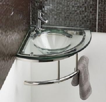 Wash Basin/Glossy Finish/Bathroom Sink/Vessel Sink Glear Glass Corner ...