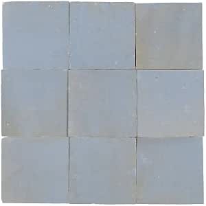 Thick Zellige Ceramic Tiles - 10 pcs Handcrafted 4x4 Moroccan Blue Sky ...