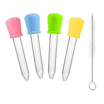 Cangfort 4 Pack Liquid Droppers, 5ML Silicone and Plastic Dropper, Kids ...