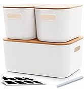 Amazon.com - Citylife 2 PCS Storage Bins with Bamboo Lids Plastic ...