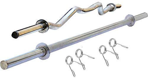 Buy SANR Solid Chrome 4 feet Curl & 4 Feet Straight Rod Gym Rod,26mm ...