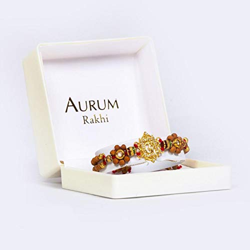 Buy Aurum Rakhi Metal Based Antique Rakhi with swastik Stone Pendant at ...