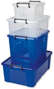 Strata Smart Box Clip-On Folding Lid Carry Handles 50 Litre Blue Ref ...