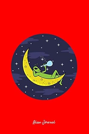 Alien Journal: Dot Grid Journal - Alien On Moon Smoking Weed Funny ...