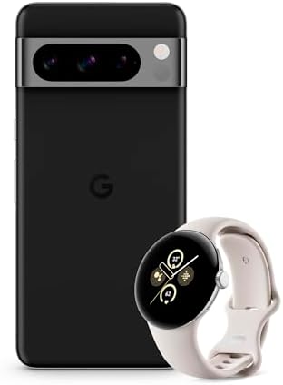 Google Pixel 8 Pro Obsidian, 256GB + Pixel Watch 2, Polished Silver ...