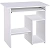HOMCOM Compact Small Computer Table Wooden Desk Keyboard Tray Storage ...