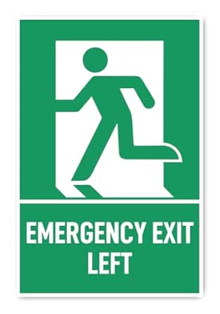 Sticker 300 x 200 mm, 1 Piece – Emergency Exit Left – Rescue Sign with ...