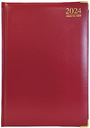 G4GADGET G4 2024 A4 Burgundy/Red Week to View Diary Hardback Cover ...